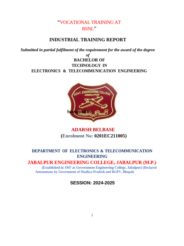 industrial training report format new | PDF | Educational Stages | Vocational Education