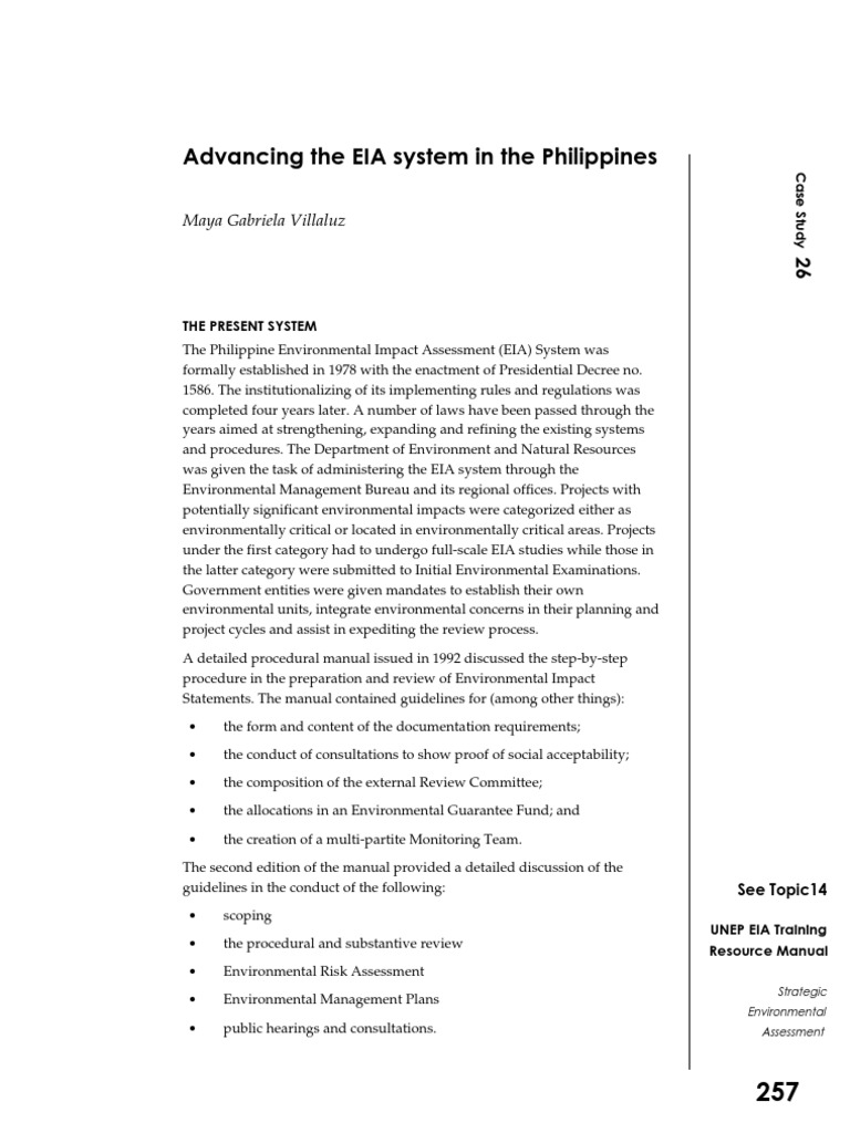 Advancing EIA System in The Philippines | PDF | Environmental Impact Assessment | Government