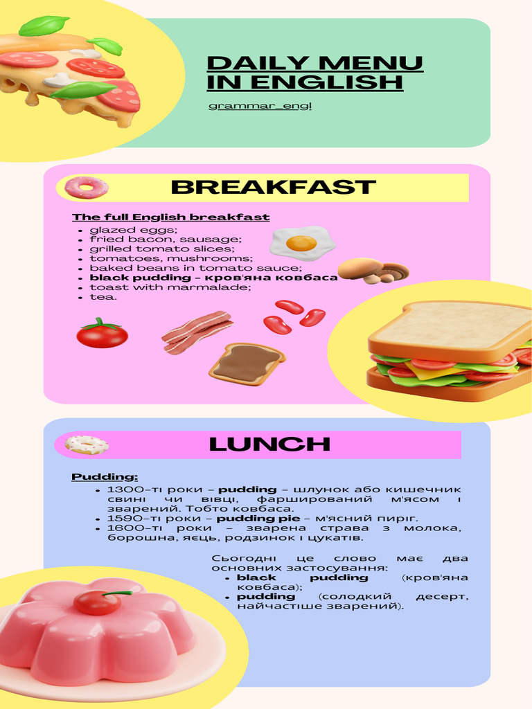 Menu in English by Grammar - Engl | PDF