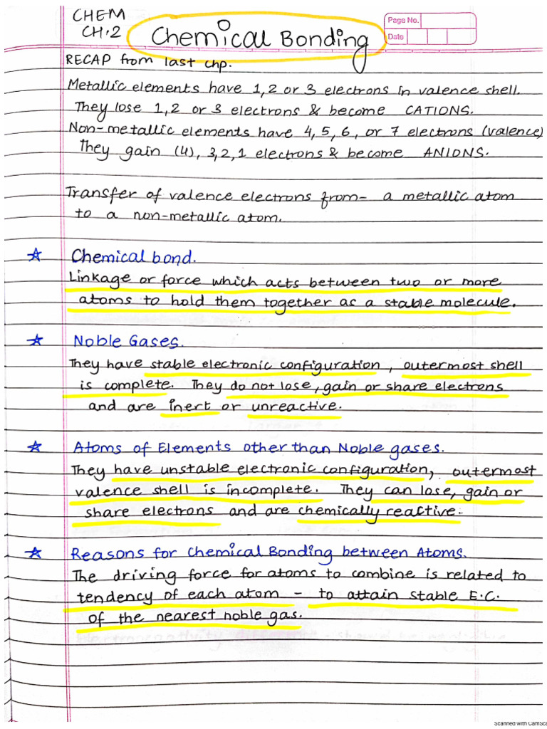 Chem Ch.2 Chemical Bonding (X) | PDF