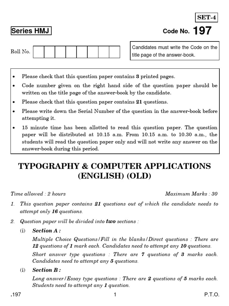 Typography & Computer Apps Exam | PDF | Microsoft Excel | Typography