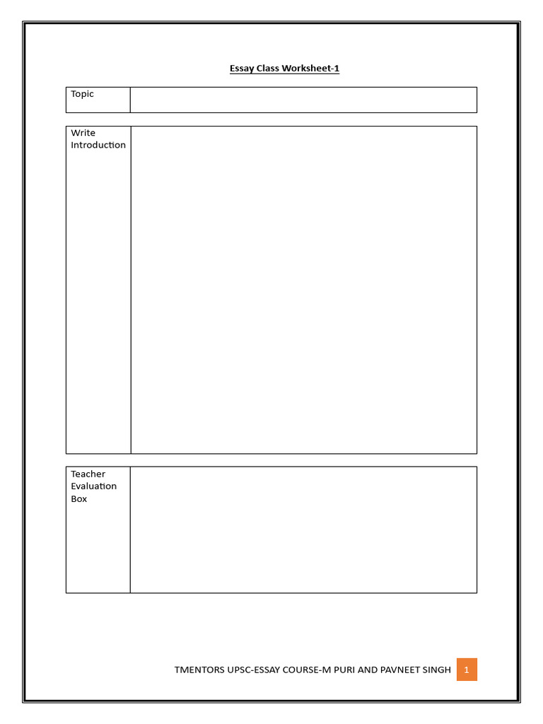 UPSC Essay Course Worksheet 1 | PDF