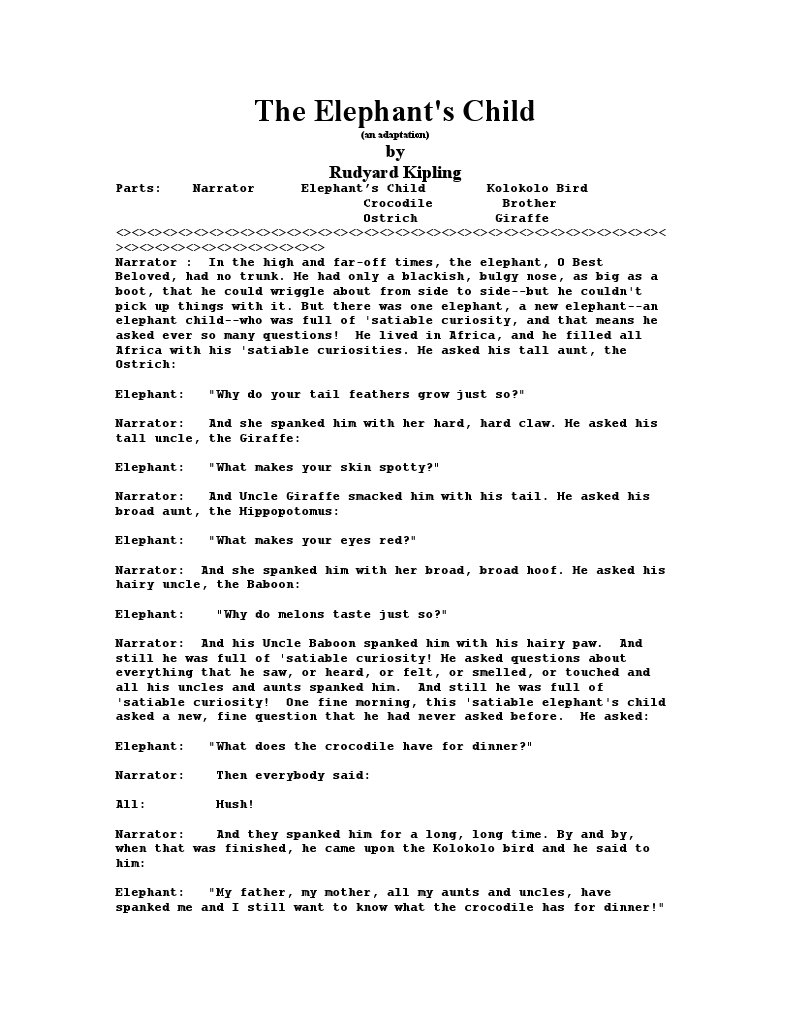 The Elephant's Child's Curious Journey | PDF | Elephant | Nature