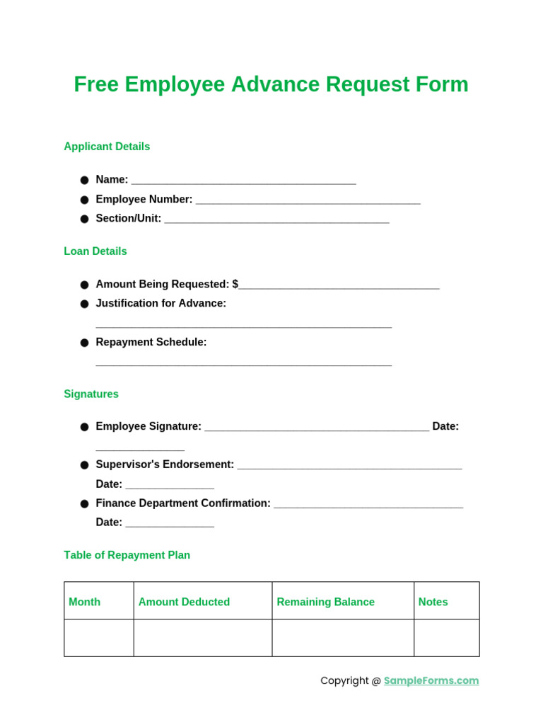 Free Employee Advance Request Form | PDF
