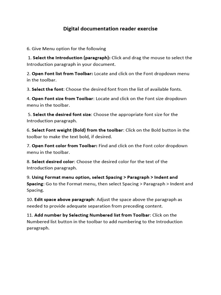Digital documentation reader exercise | PDF