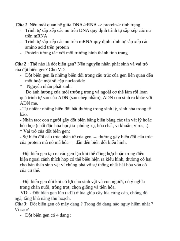 Đề cương sinh ckI | PDF