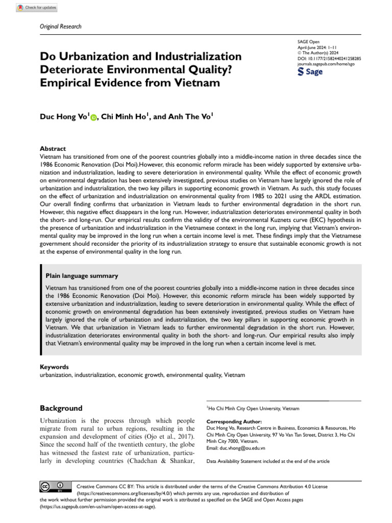 Urbanization, Industrialization, and Vietnam's Environment | PDF ...
