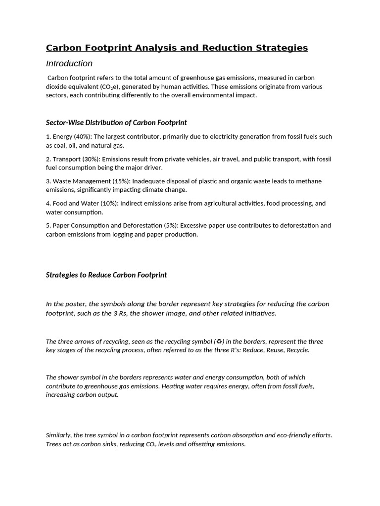 Carbon Footprint Analysis and Reduction Strategies | PDF | Carbon ...