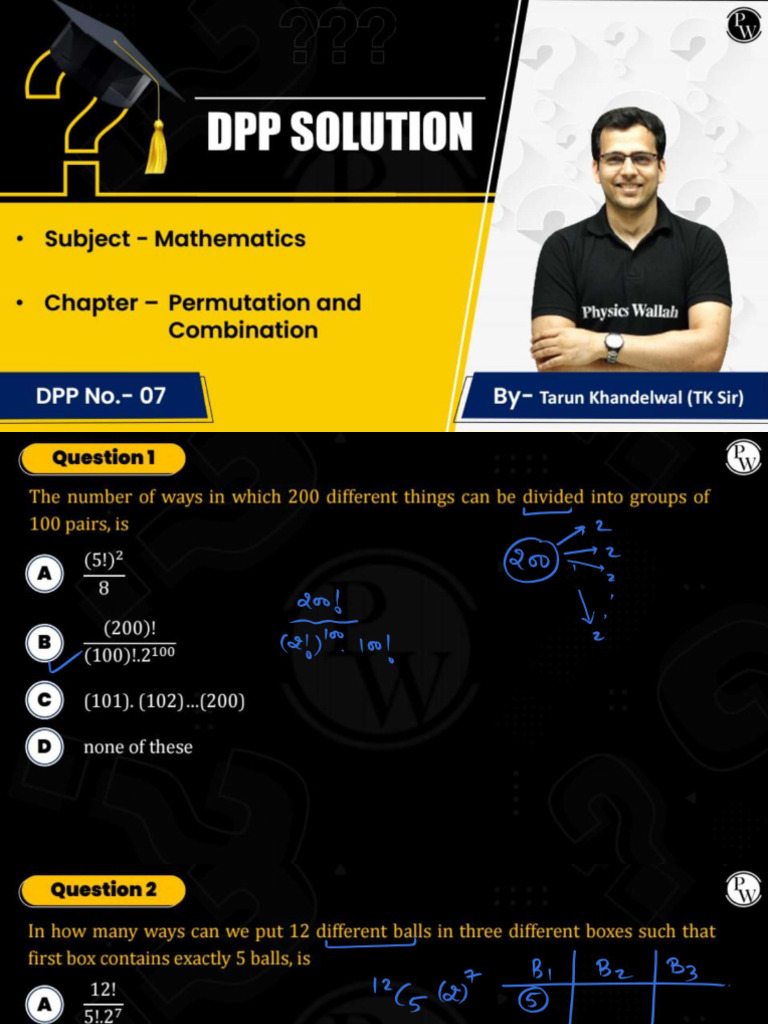 Permutation & Combination - DPP 07 Solution Notes - Arjuna JEE 2024 | PDF Permutation & Combination - DPP 07 Solution Notes - Arjuna JEE 2024 | PDF