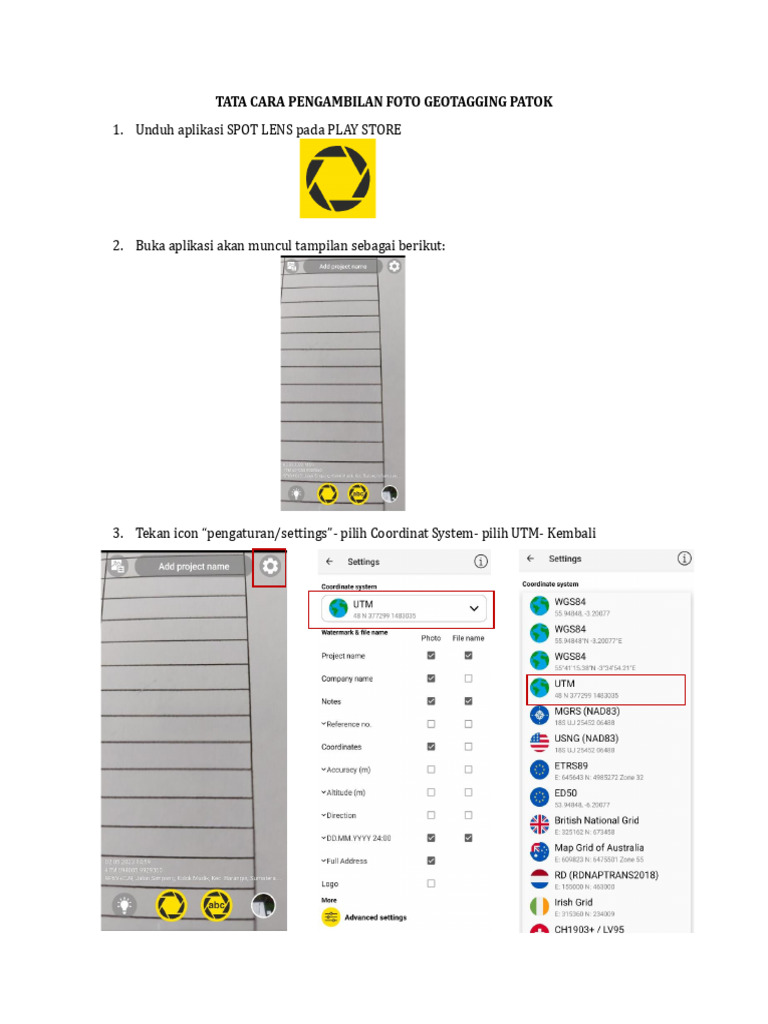 Tatacara Pengambilan Foto Geotagging Patok | PDF