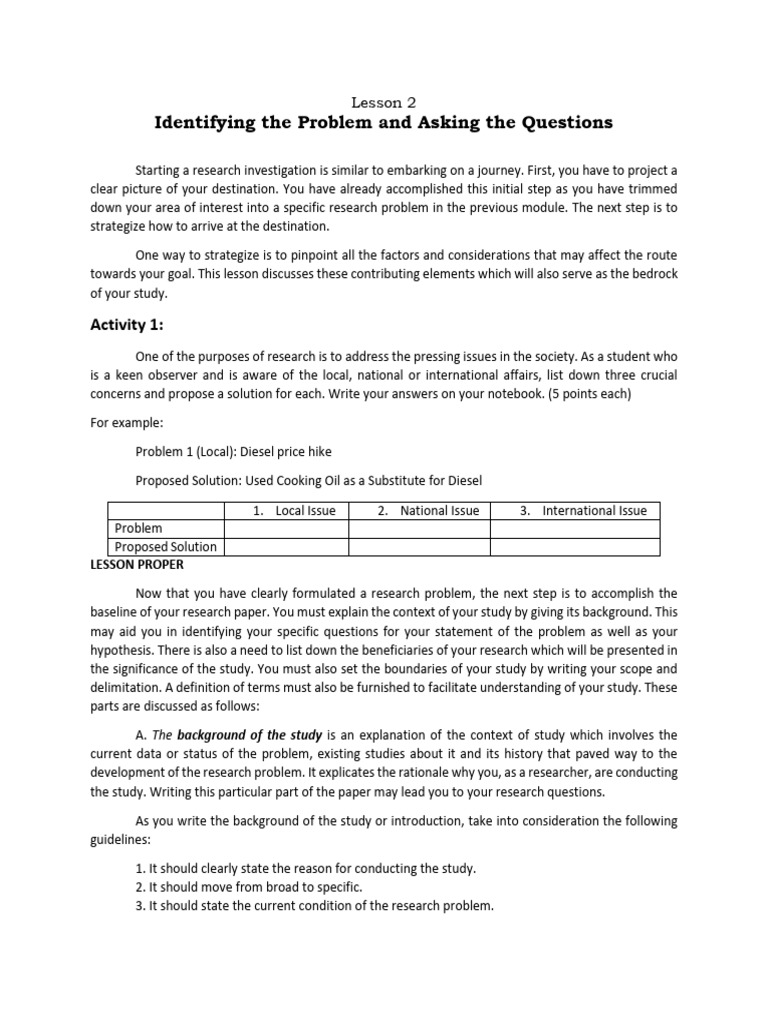 Research Problem Identification Guide | PDF | Hypothesis | Morphology ...