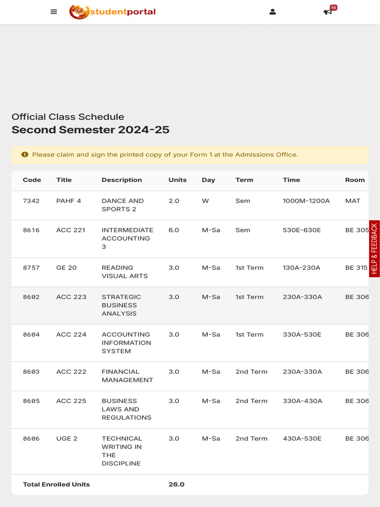 Official Class Schedule for First Semester 2020-21 - | PDF