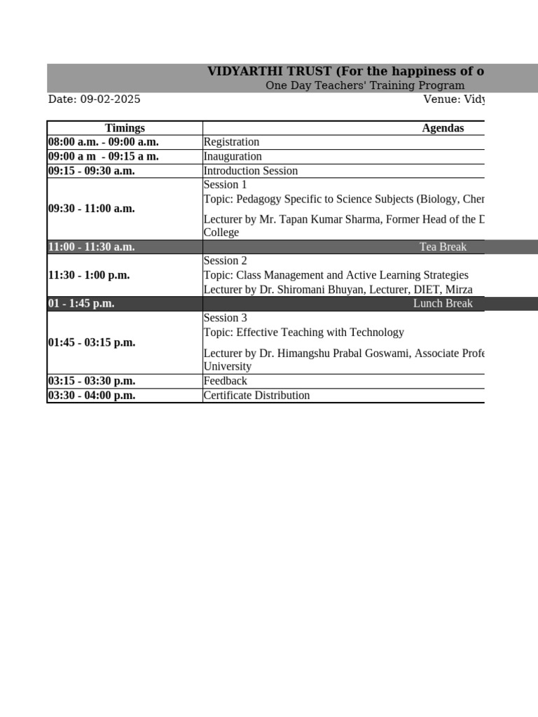 Training Program Schedule | PDF