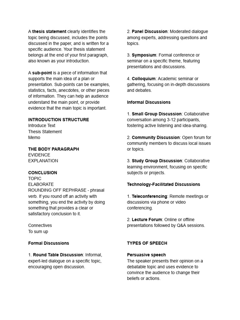 Effective Thesis and Speech Structures | PDF | Speech | Rhetoric