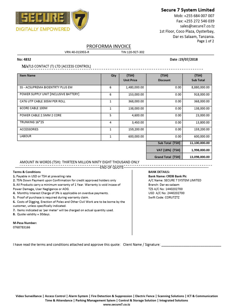 Proforma Invoice and Warranty Terms | PDF | Breach Of Contract | Damages
