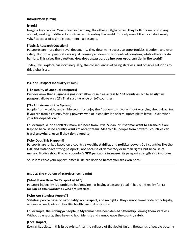Passport Inequality and Statelessness Explained | PDF | Nationality ...