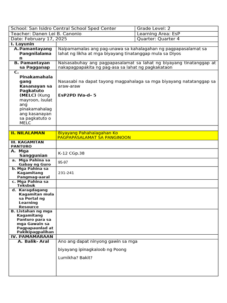 DLP Esp2 Q4 Week2 Day1 | PDF