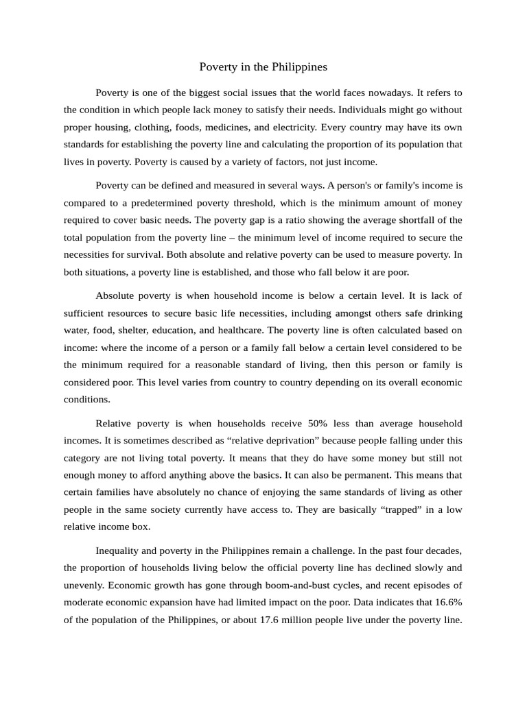 Understanding Poverty in the Philippines | PDF | Cost Of Living ...