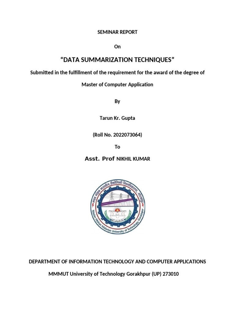 seminar report | PDF | Mean | Statistics