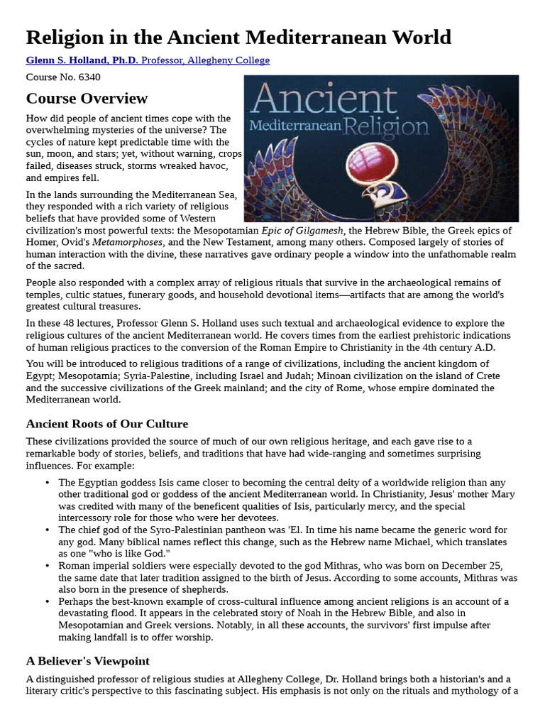 TTC Religion in the Ancient Mediterranean World | PDF | Ancient ...