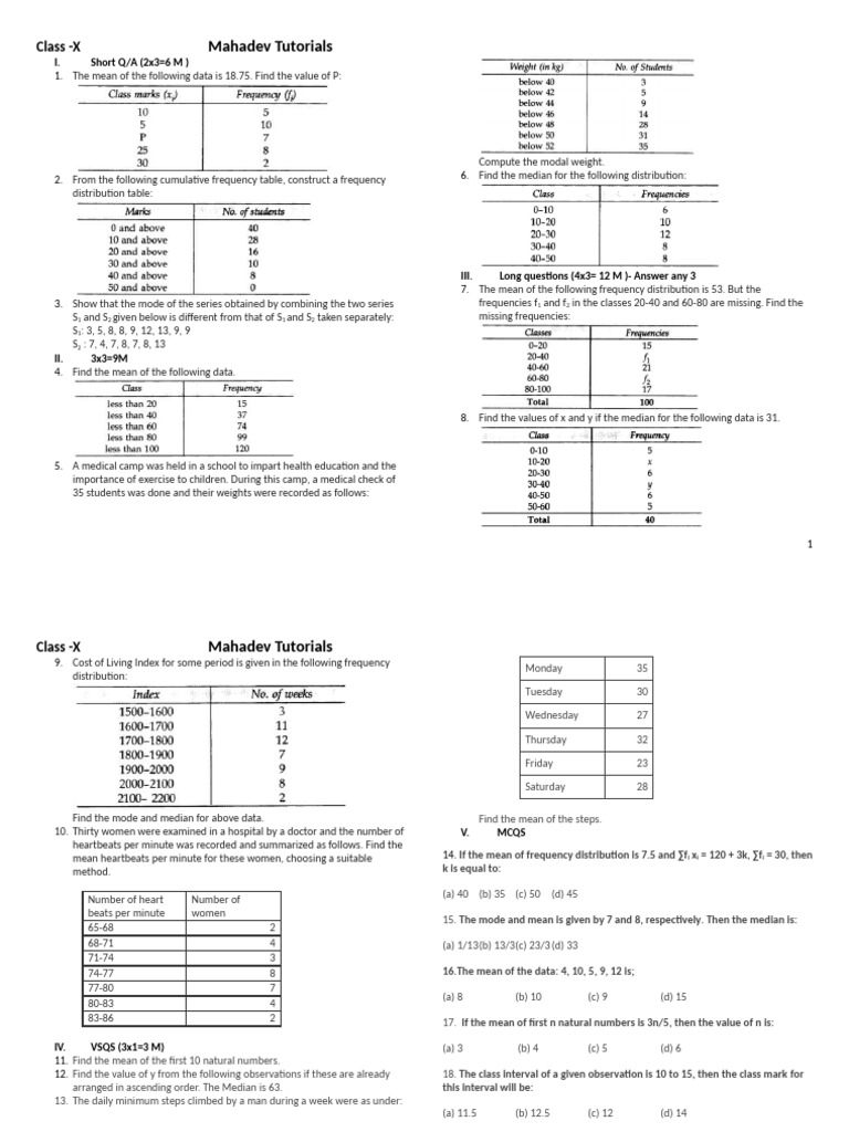 14.Statistics CBSE 10 | PDF | Mean | Mode (Statistics)