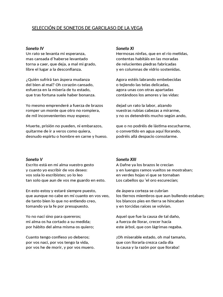 Sonetos de Garcilaso | PDF