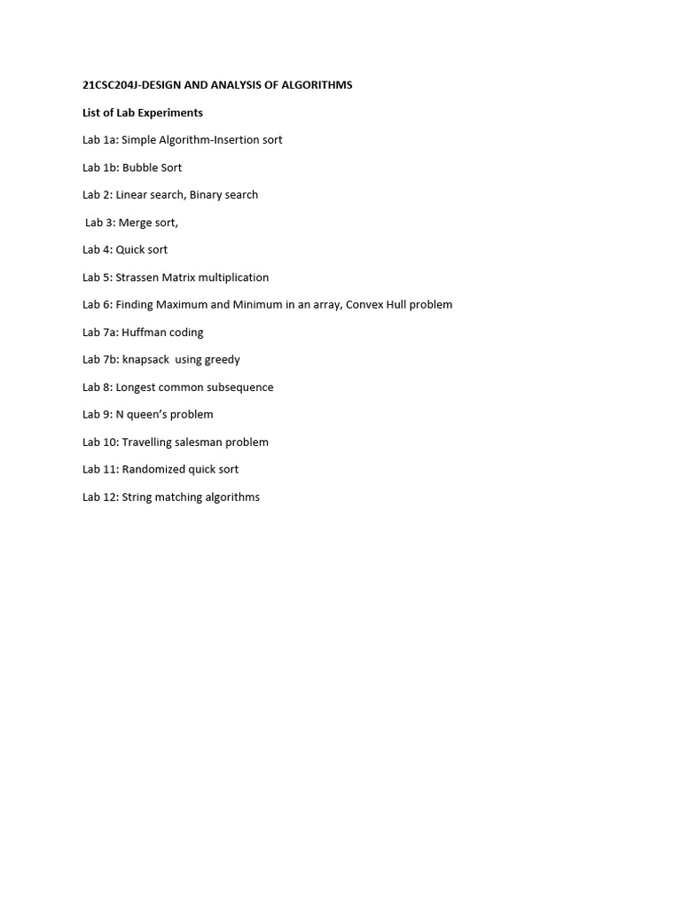 DAA Lab Experiments | PDF