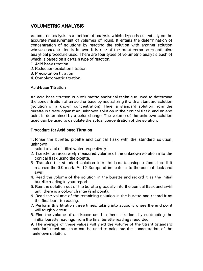 Topic 2 Volumetric Analysis | PDF | Mole (Unit) | Redox