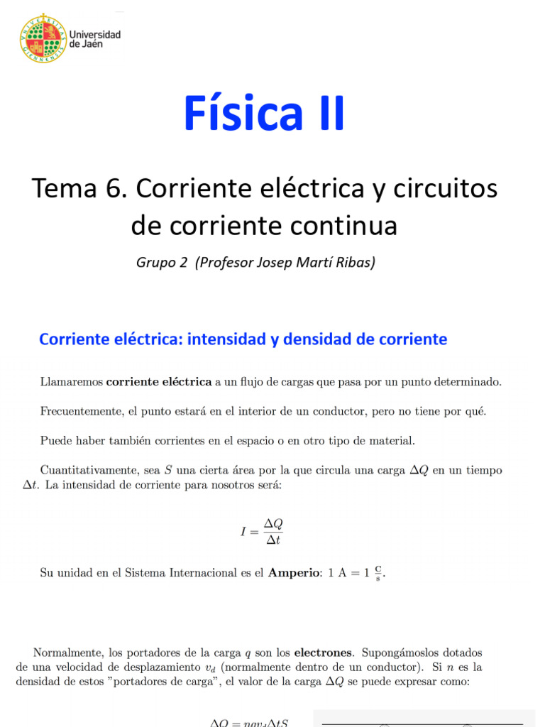 Corriente Eléctrica y Circuitos CC | PDF | Corriente eléctrica ...