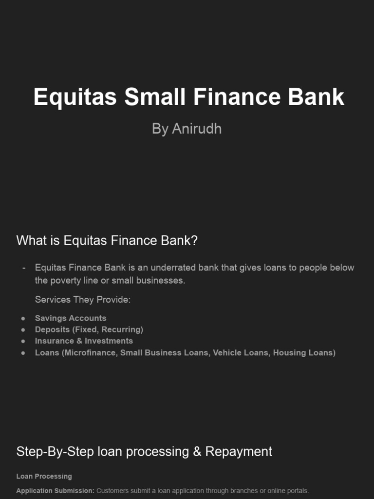 Equitas Small Finance Bank | PDF