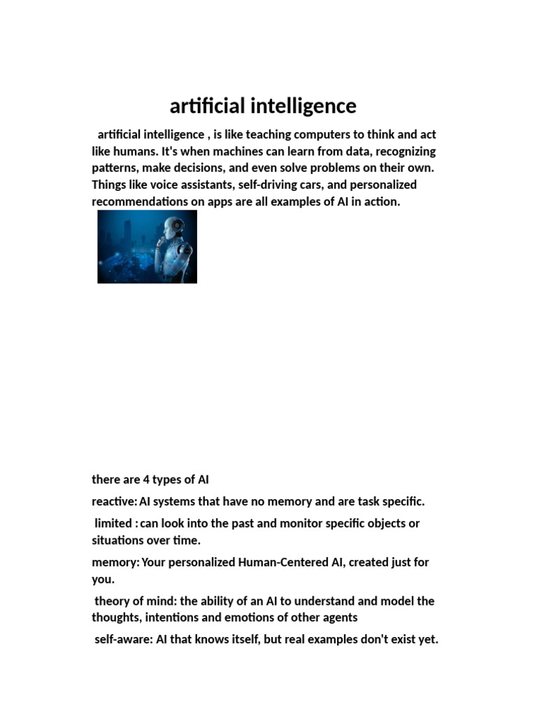 Understanding Types of Artificial Intelligence | PDF