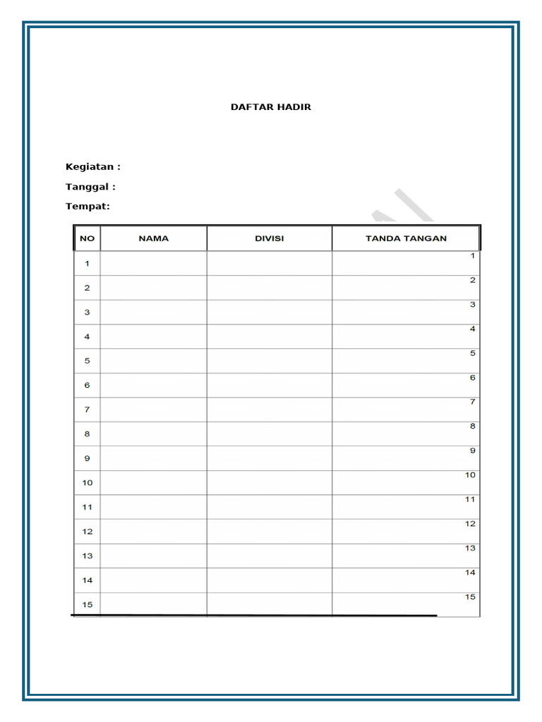 List Hadir TTD | PDF