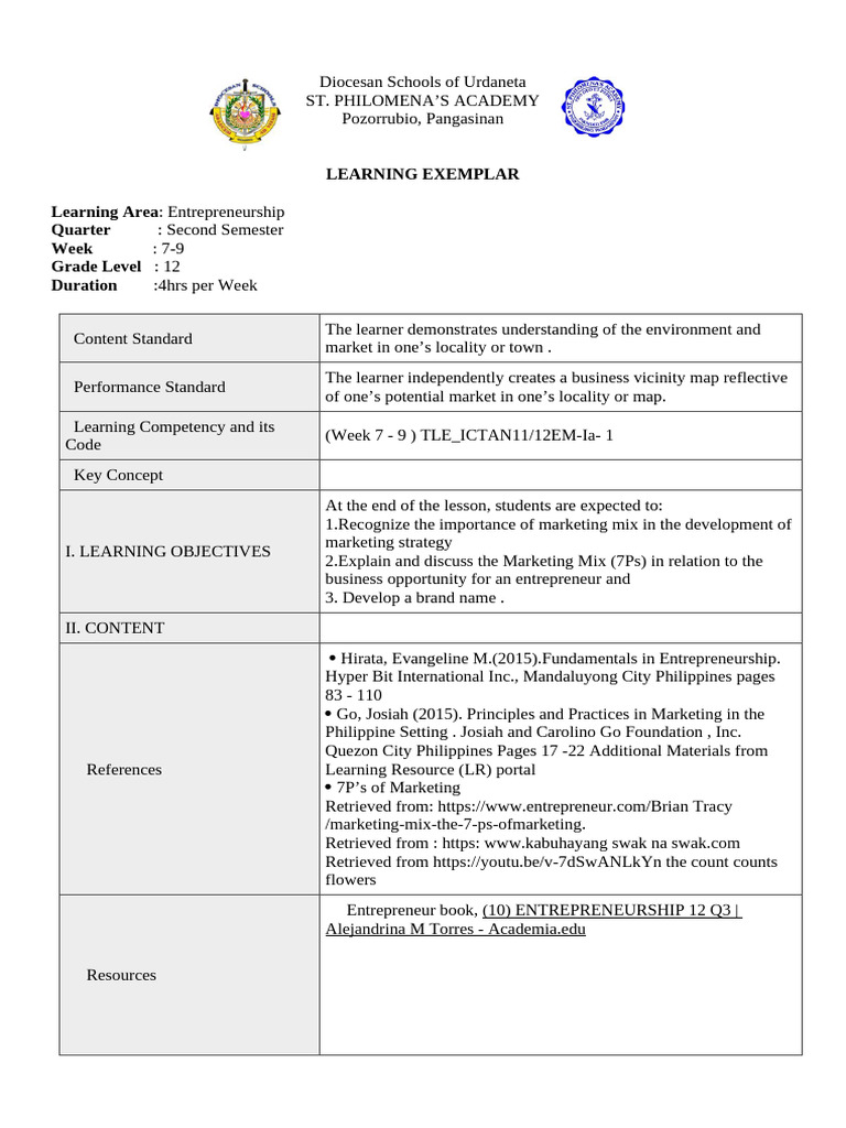 final lesson exemplar | PDF | Marketing | Product (Business)