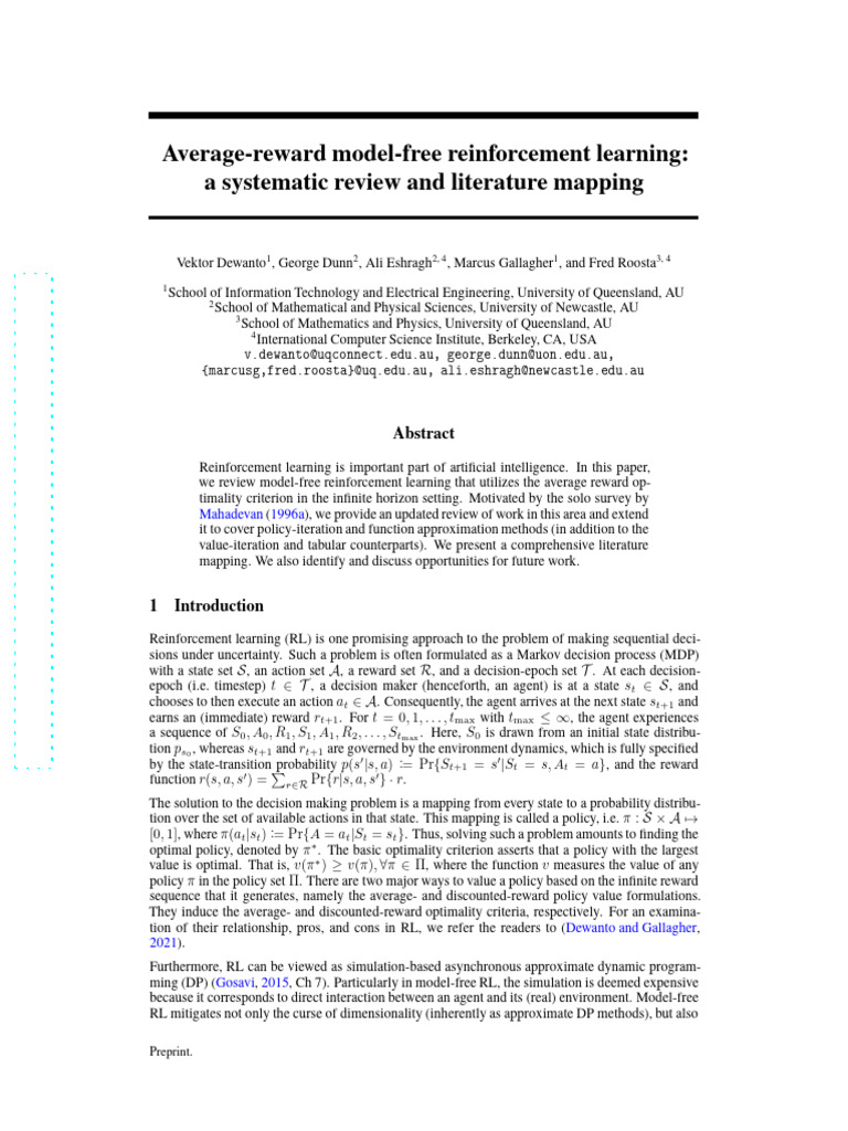 Average-Reward Model-Free RL Review | PDF | Applied Mathematics ...