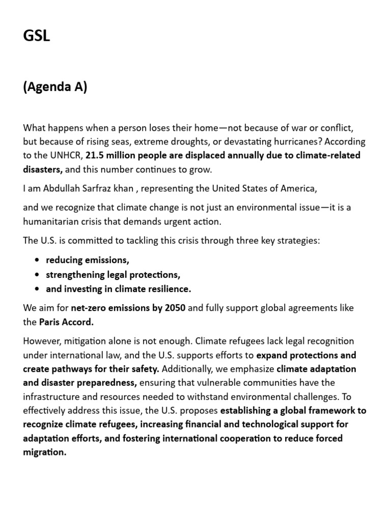 GSL For Unhcr Speech For Csmmun | PDF
