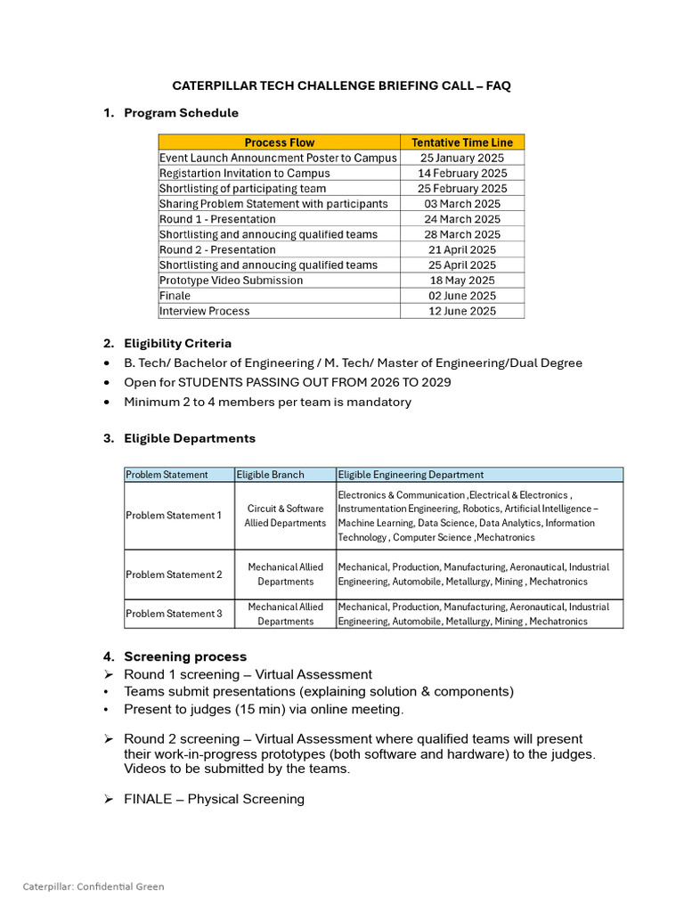 Caterpillar Tech Challenge - Faq | PDF | Engineering | Mechatronics