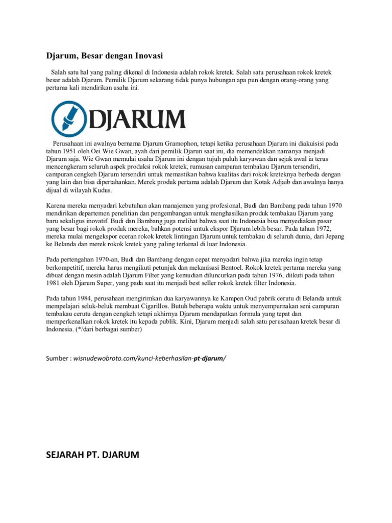 Artikel Tentang PT. Djarum | PDF