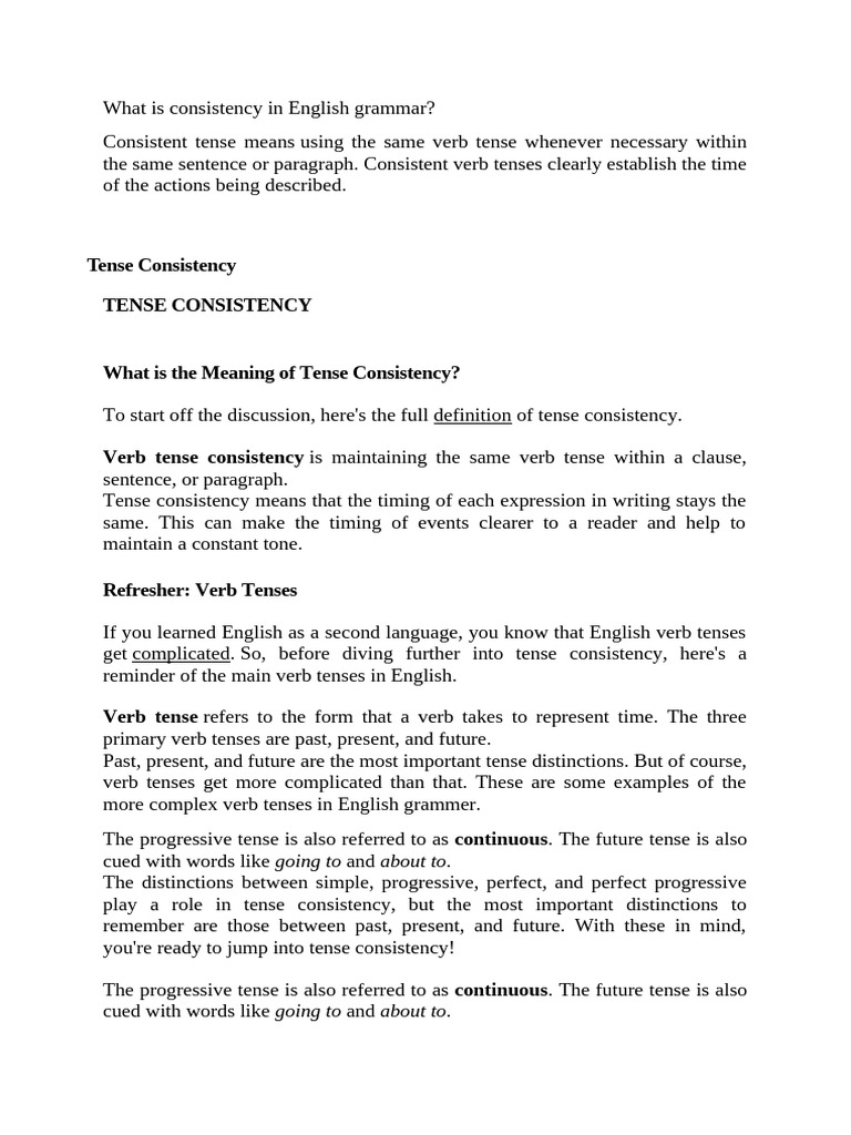 Understanding Tense Consistency | PDF | Grammatical Number ...