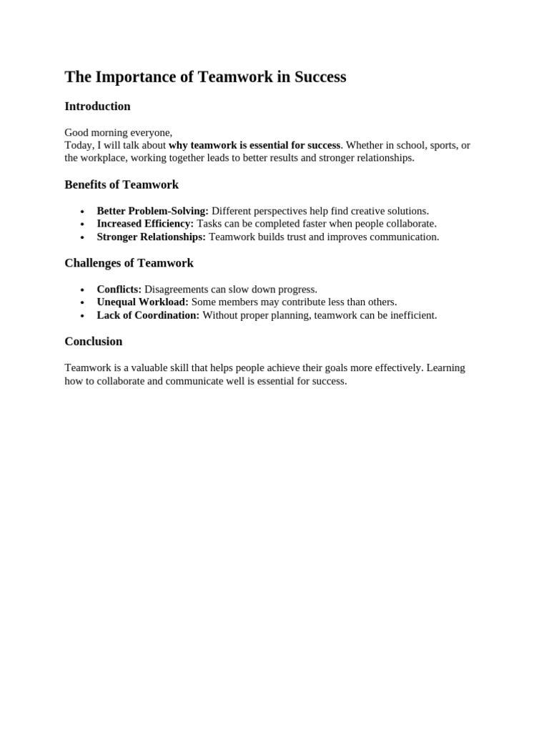 The Importance of Teamwork in Success | PDF