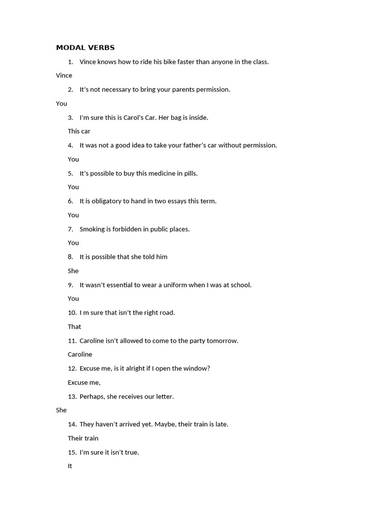 MODAL VERBS Rephrasings Review | PDF | Linguistic Morphology | Grammar