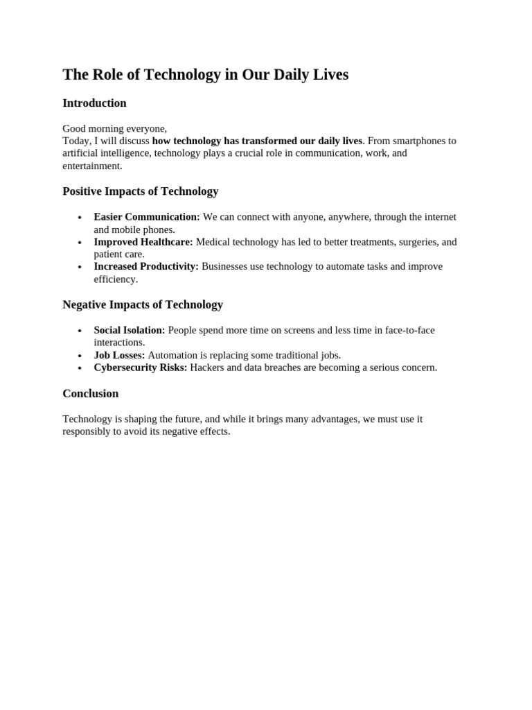 The Impact of Technology on Daily Life | PDF