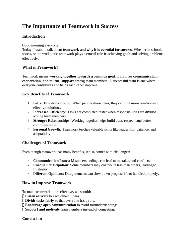The Importance of Teamwork in Success | PDF