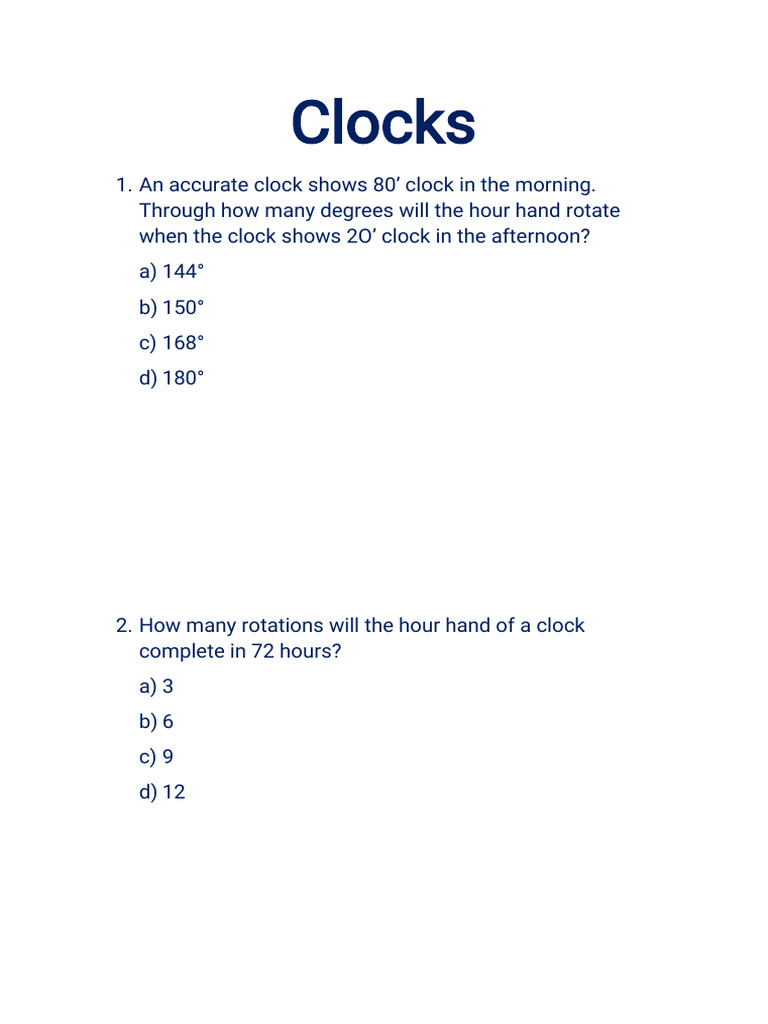 Clocks Csat Questions | PDF