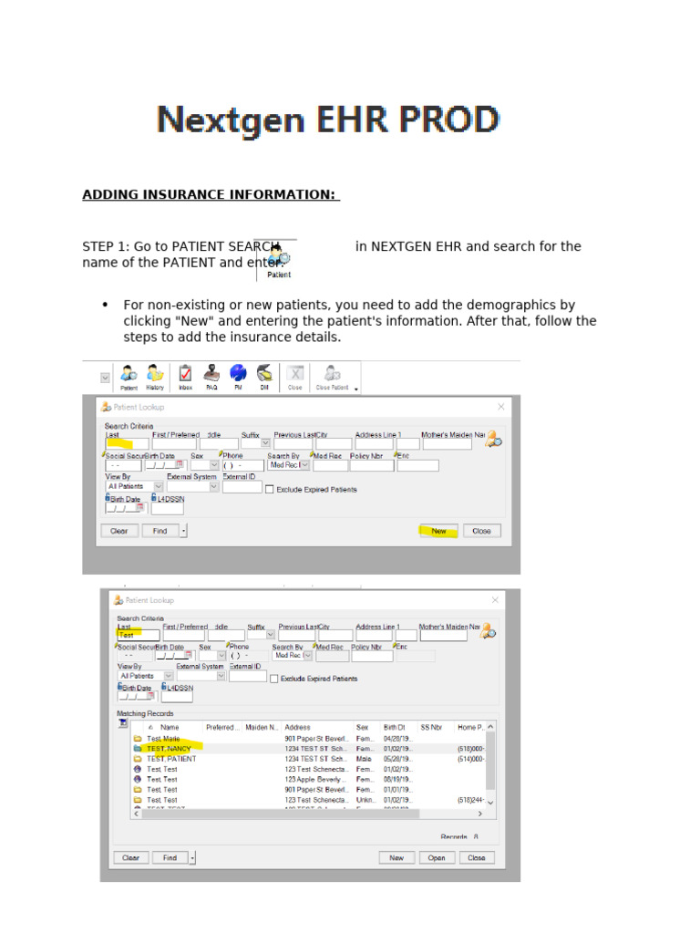Adding Insurance Information - Nextgen | PDF