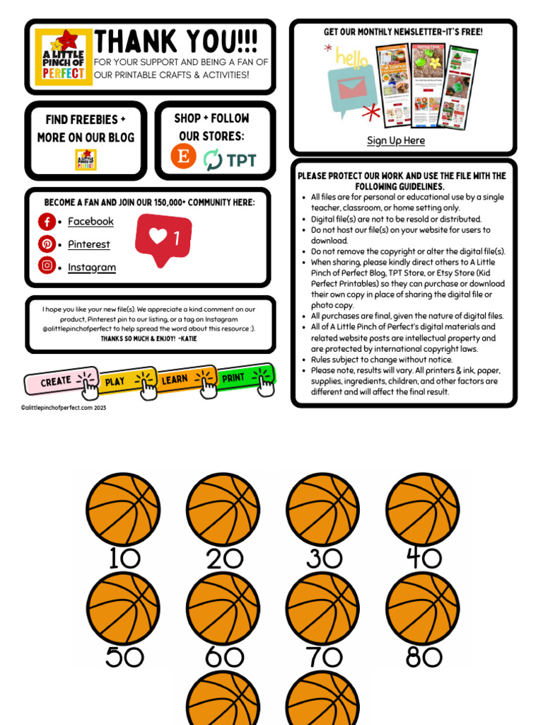 Basketball Counting Game_A Little Pinch of Perfect | PDF