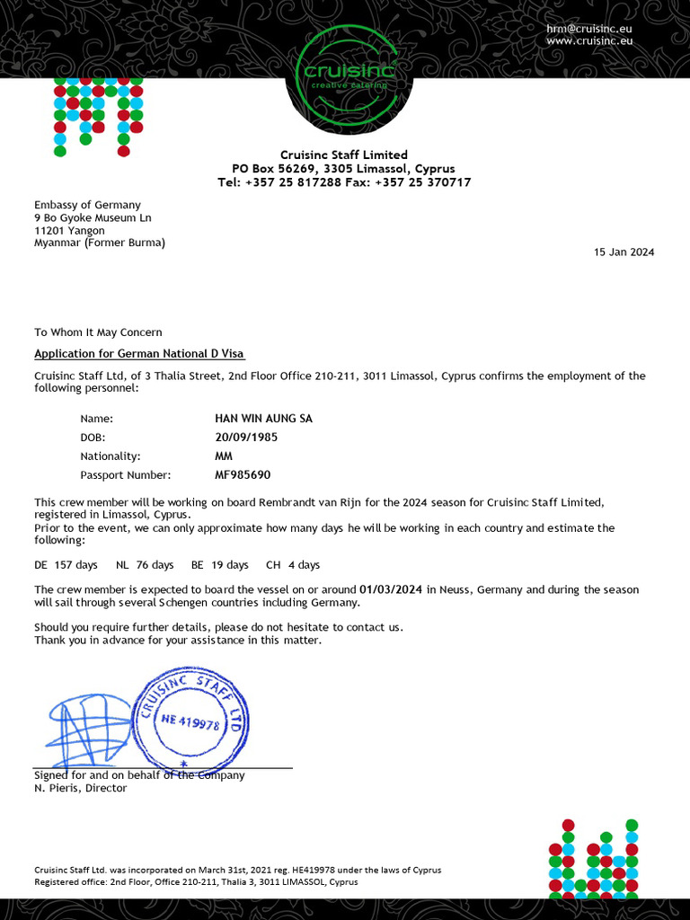 Staff Letters MM Returners RVR (1) - SA HAN WIN AUNG | PDF