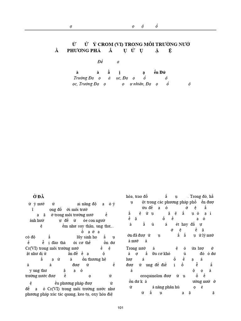 Nghiên Cứu Xử Lý Crom (Vi) Trong Môi Trường Nước | PDF
