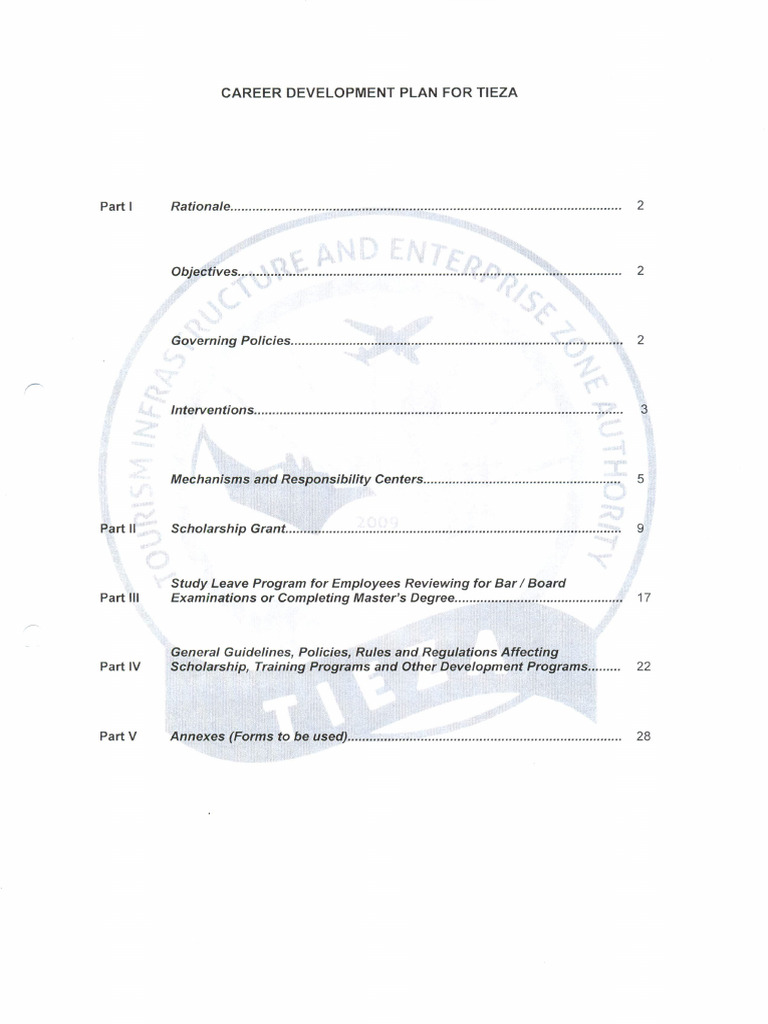 TIEZA Career Development Plan | PDF