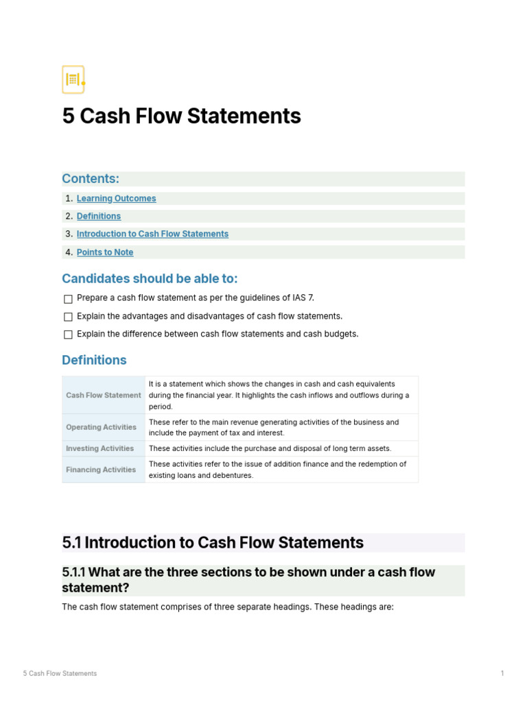 5 Cash Flow Statements | PDF | Cash Flow Statement | Book Value
