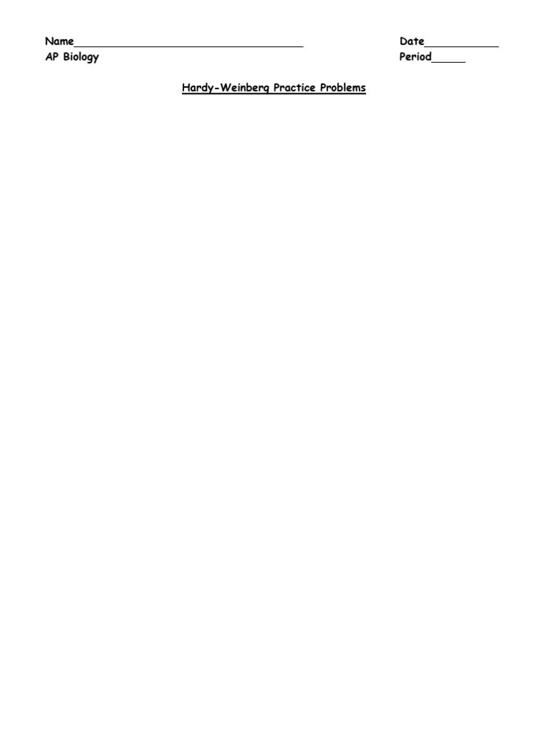 Hardy-Weinberg Practice Problems | PDF | Dominance (Genetics) | Zygosity